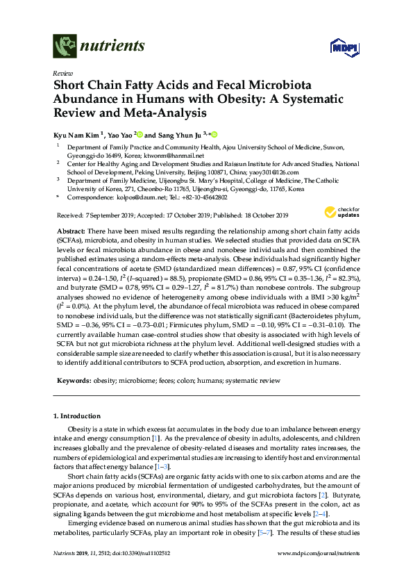 (PDF) Short Chain Fatty Acids and Fecal Microbiota Abundance in Humans ...