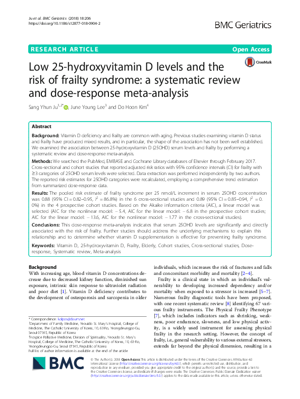 (PDF) Low 25-hydroxyvitamin D levels and the risk of frailty syndrome: a systematic review and ...