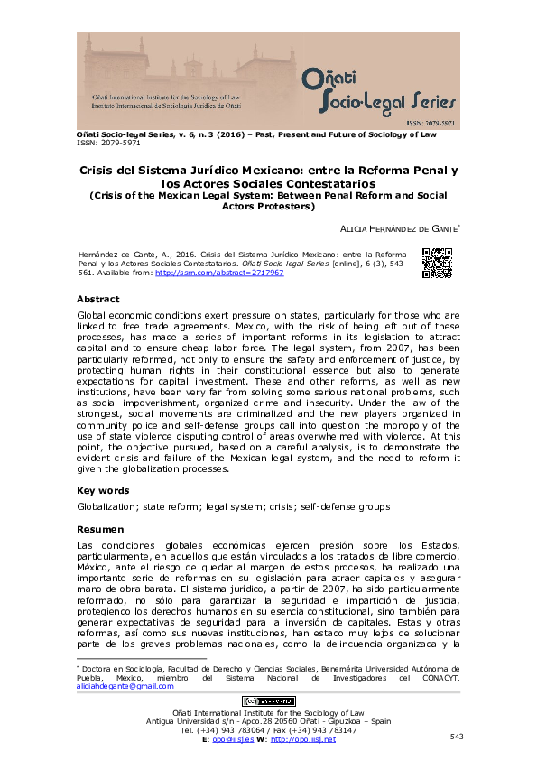(PDF) Crisis del Sistema Jurídico Mexicano: entre la Reforma Penal y ...
