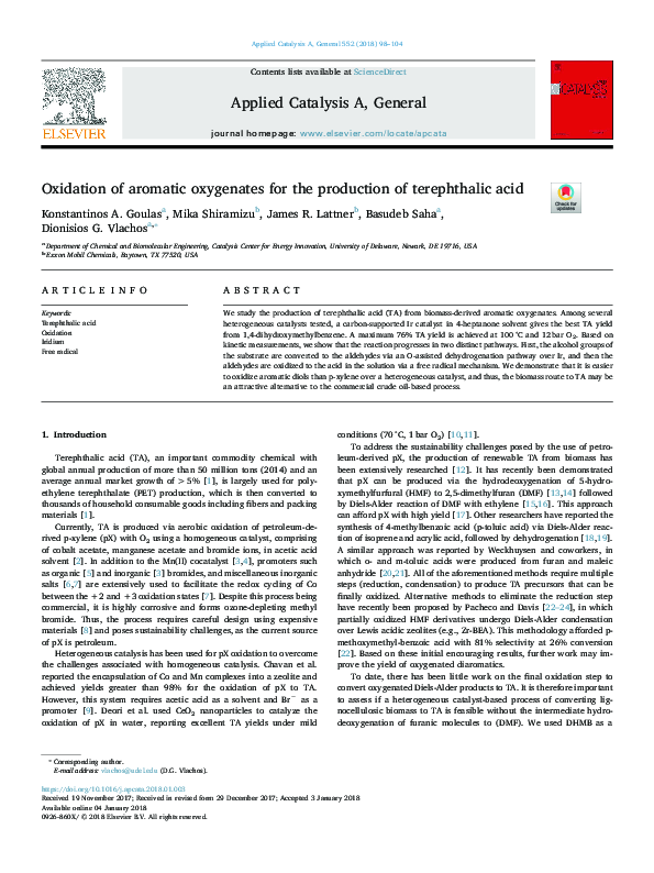 (PDF) Oxidation of aromatic oxygenates for the production of ...
