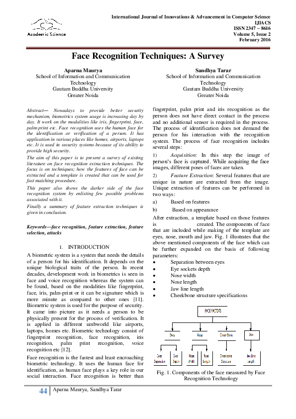 (PDF) Face Recognition Techniques: A Survey