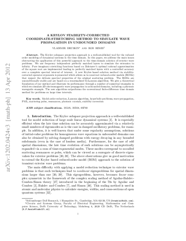 (PDF) A Krylov Stability-Corrected Coordinate-Stretching Method to Simulate Wave Propagation in ...