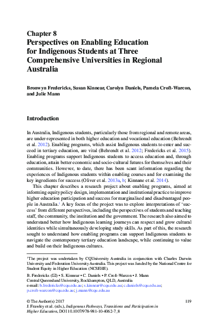 (PDF) Perspectives on Enabling Education for Indigenous Students at ...