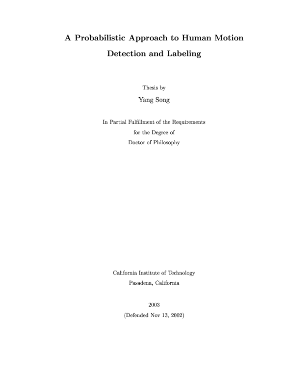 (PDF) A probabilistic approach to human motion detection and labeling