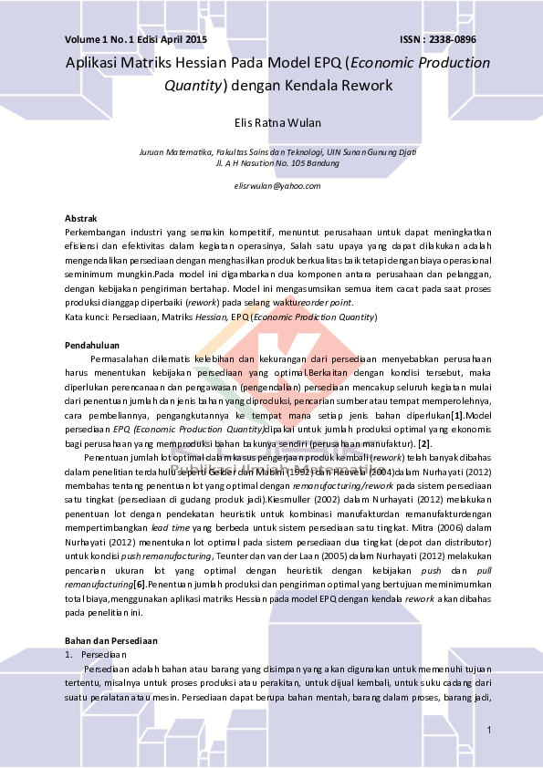 (PDF) Aplikasi Matriks Hessian Pada Model EPQ (Economic Production ...
