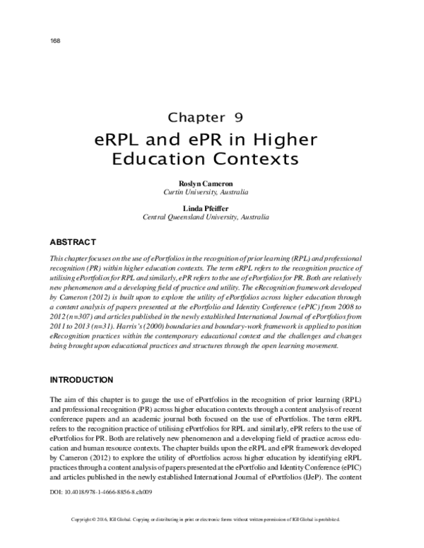 (PDF) eRPL and ePR in Higher Education Contexts