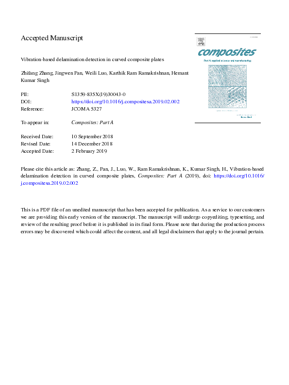 Pdf Vibration Based Delamination Detection In Curved Composite Plates