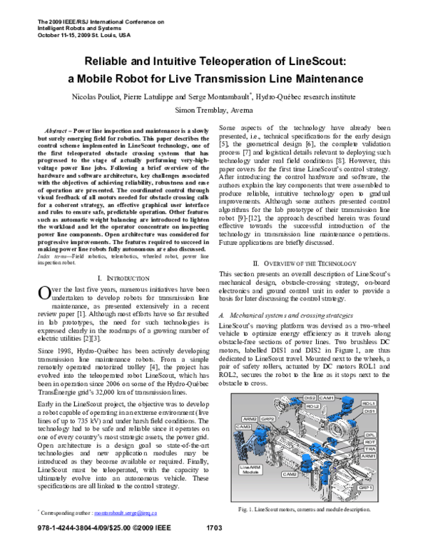 (PDF) Reliable and intuitive teleoperation of LineScout: a mobile robot for live transmission ...