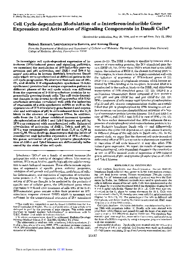 (PDF) Cell cycle-dependent modulation of alpha-interferon-inducible gene expression and ...