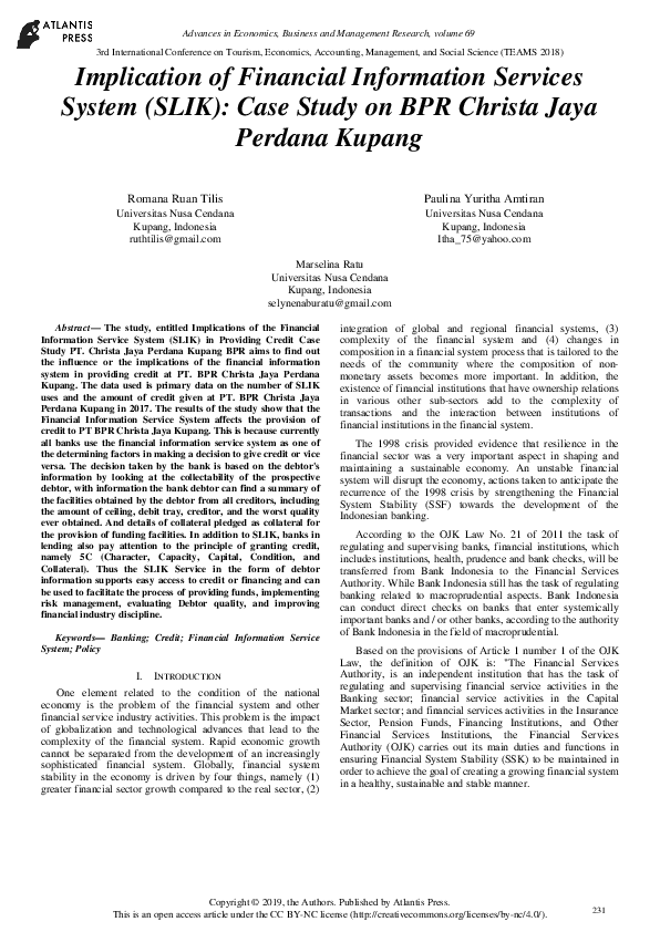 (PDF) Implication of Financial Information Services System (SLIK): Case ...