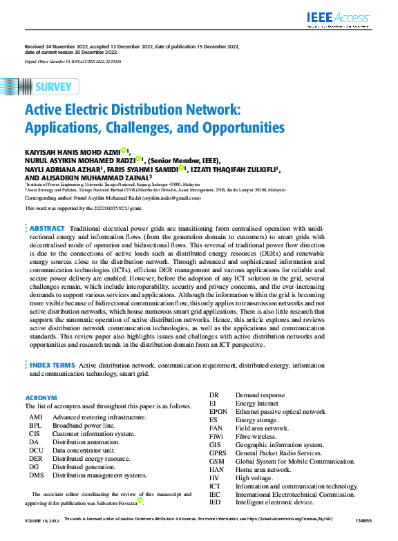 (PDF) Active Electric Distribution Network: Applications, Challenges, and Opportunities