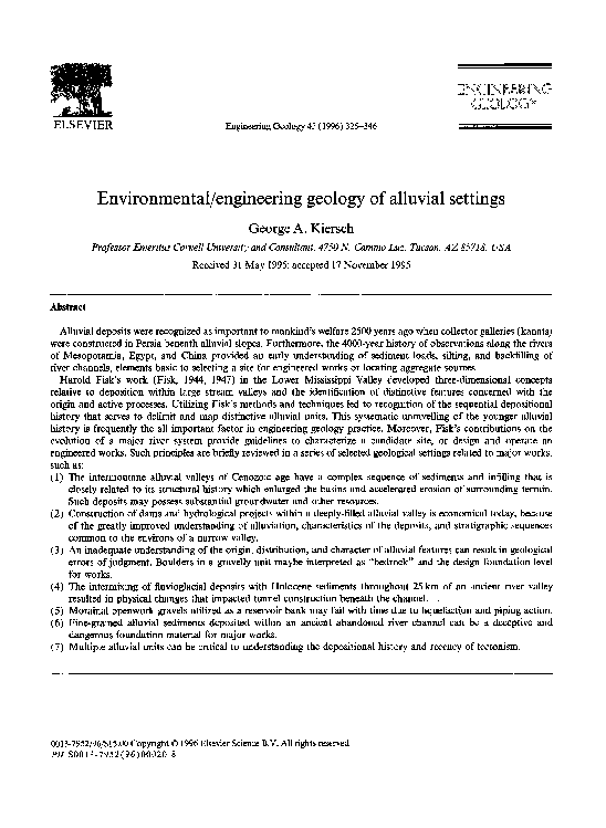 (PDF) Environmental/engineering geology of alluvial settings