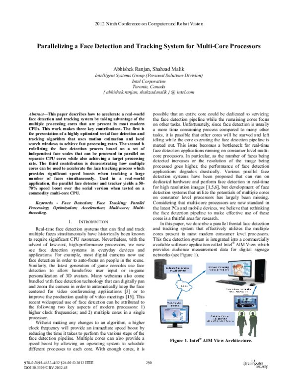 Pdf Parallelizing A Face Detection And Tracking System For Multi Core