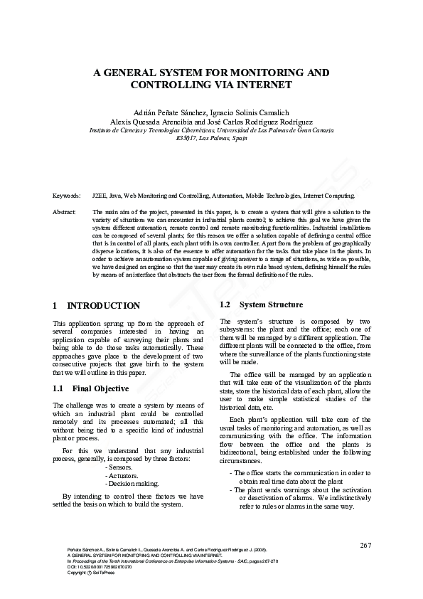 (PDF) A General System for Monitoring and Controlling via Internet