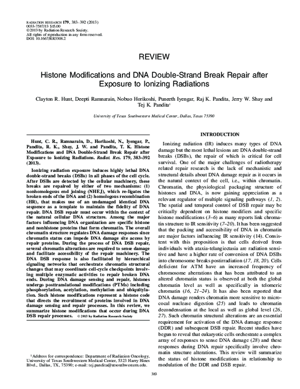 (PDF) Histone modifications and DNA double-strand break repair