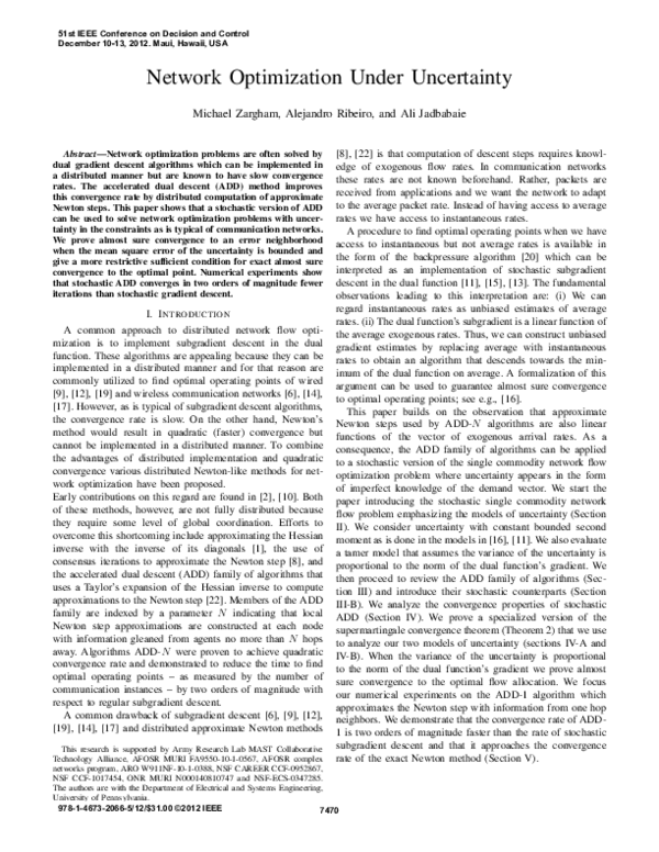 (PDF) Network optimization under uncertainty
