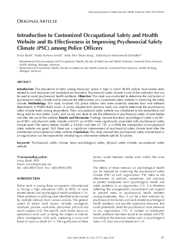 (PDF) Introduction to customized occupational safety and health website ...