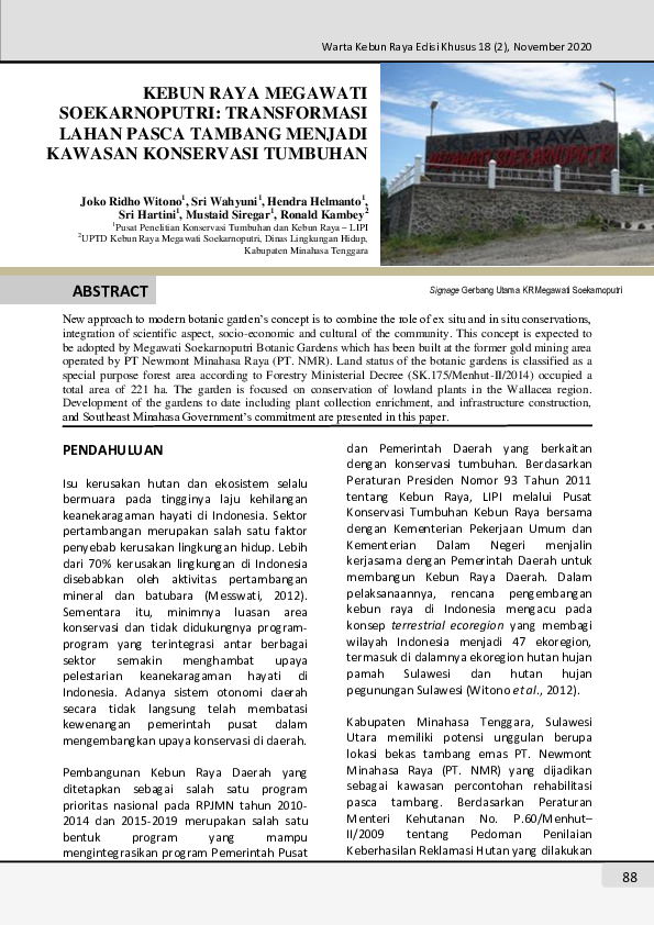 (PDF) Kebun Raya Megawati Soekarnoputri: Transformasi Lahan Pasca ...