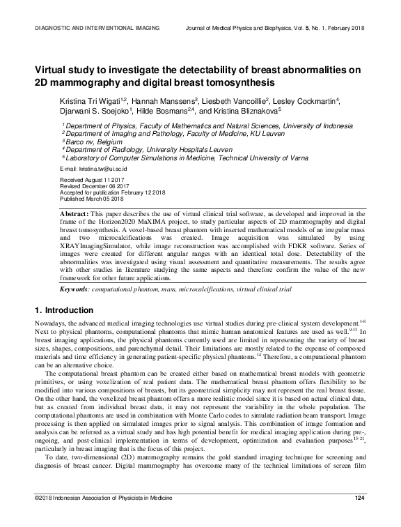(PDF) Virtual Study To Investigate The Detectability Of Breast Abnormalities On 2D Mammography ...