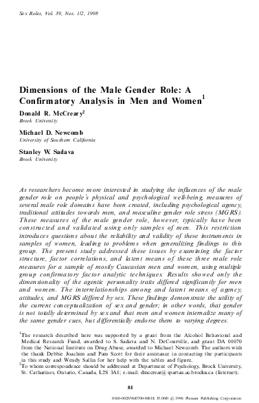 (PDF) Dimensions of the Male Gender Role: A Confirmatory Analysis in ...