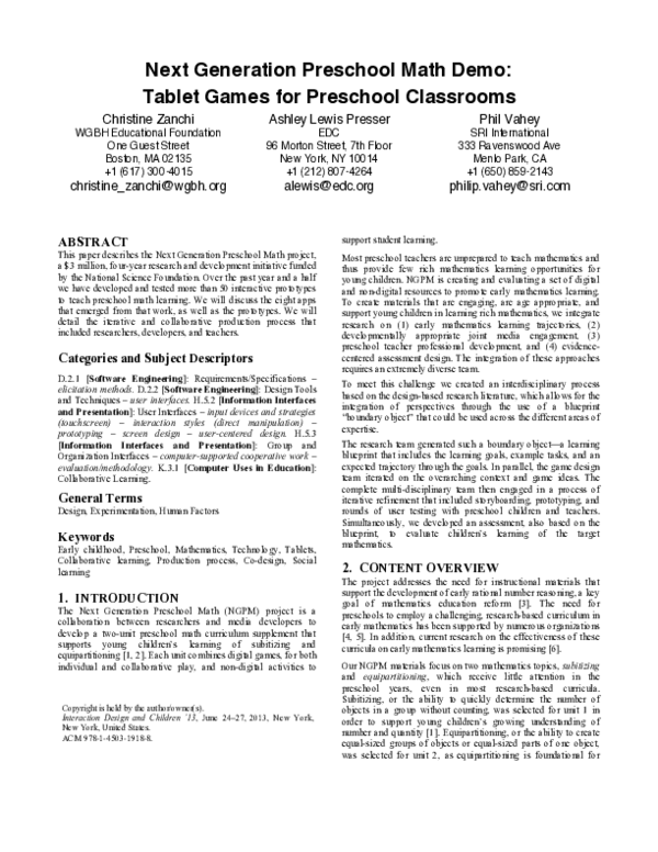 (PDF) Next generation preschool math demo