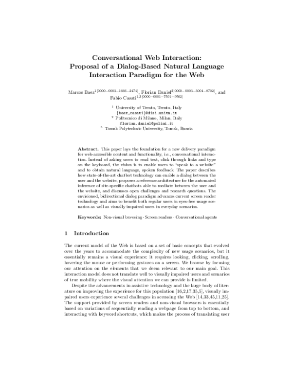 (PDF) Conversational Web Interaction: Proposal of a Dialog-Based Natural Language Interaction ...