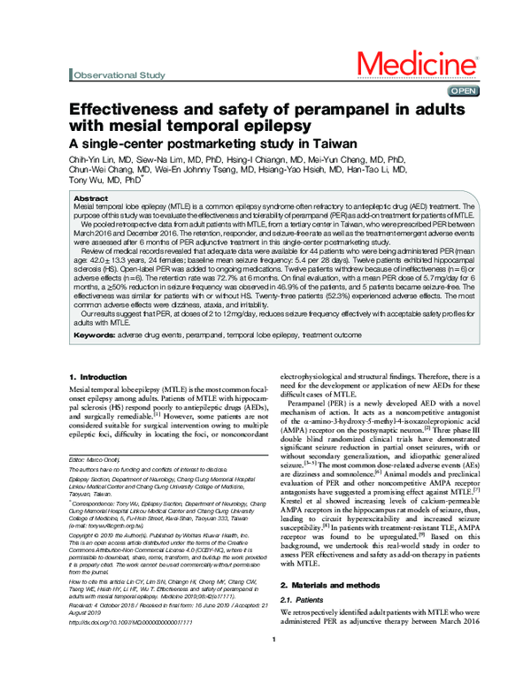 (PDF) Perampanel's Efficacy in Mesial Temporal Epilepsy