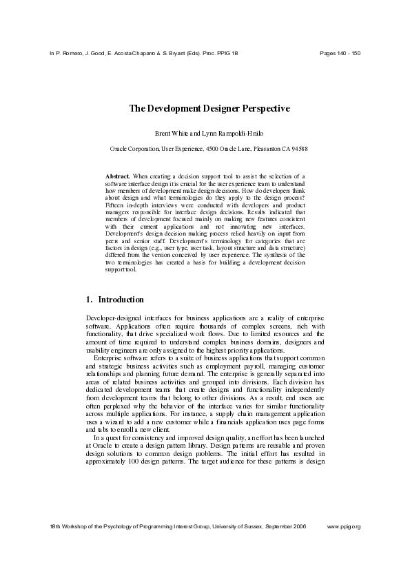 (PDF) The Development Designer Perspective