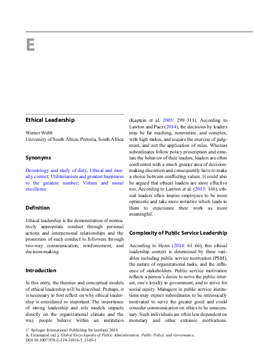 (PDF) Ethical Leadership