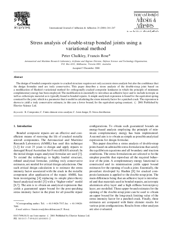 (PDF) Stress analysis of double-strap bonded joints using a variational ...