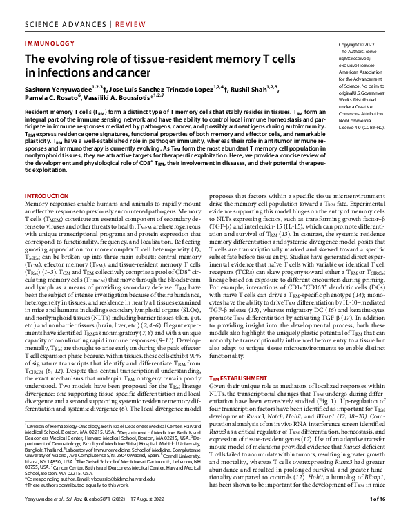 (PDF) The evolving role of tissue-resident memory T cells in infections ...