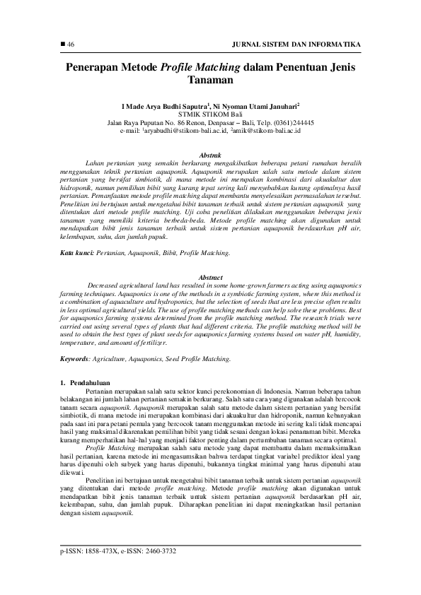 (PDF) Penerapan Metode Profile Matching dalam Penentuan Jenis Tanaman ...