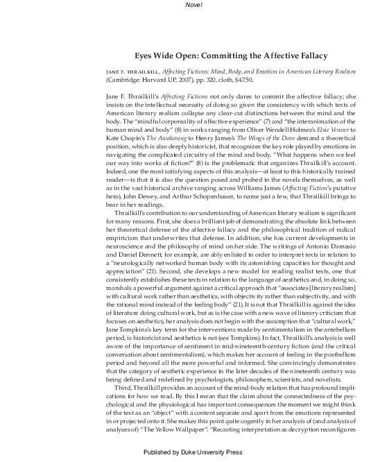 (PDF) Eyes Wide Open: Committing the Affective Fallacy