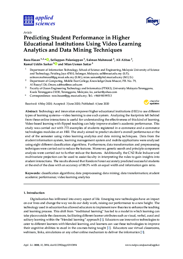 (PDF) Predicting Student Performance in Higher Education (PDF) Predicting Student Performance in Higher Education