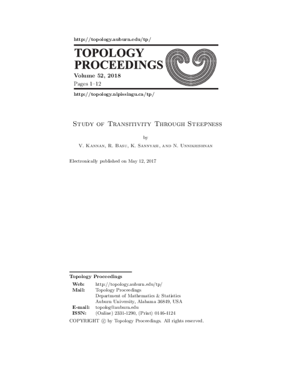 (PDF) Study of Transitivity Through Steepness