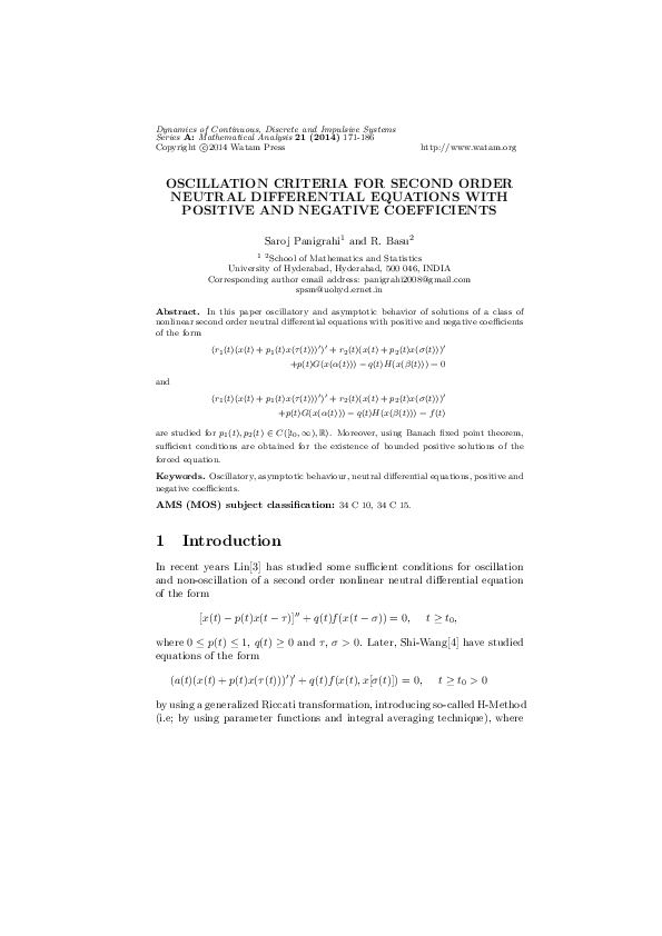 Pdf Oscillation Criteria For Second Order Neutral Differential Equations With Positive And