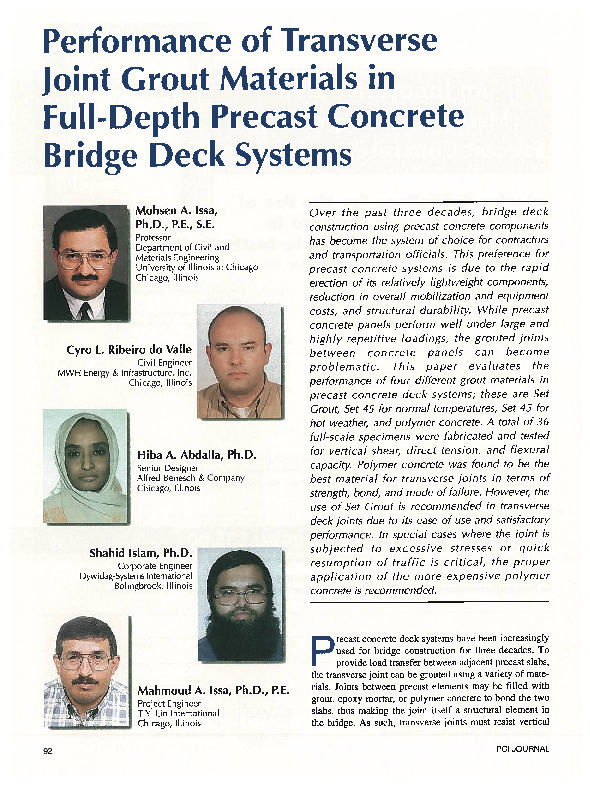 (PDF) Performance of Transverse Joint Grout Materials in Full-Depth ...