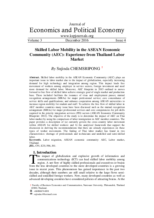 (PDF) Skilled Labor Mobility in the ASEAN Economic Community (AEC ...