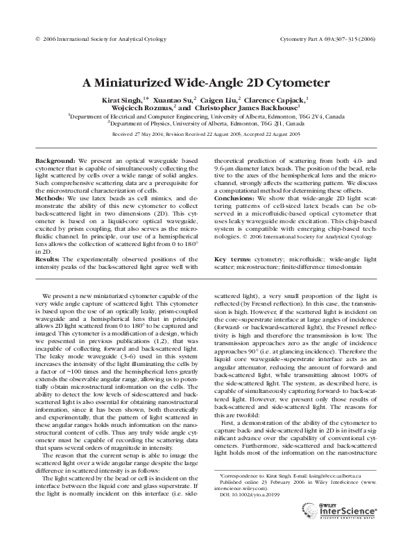 (PDF) A miniaturized wide-angle 2D cytometer