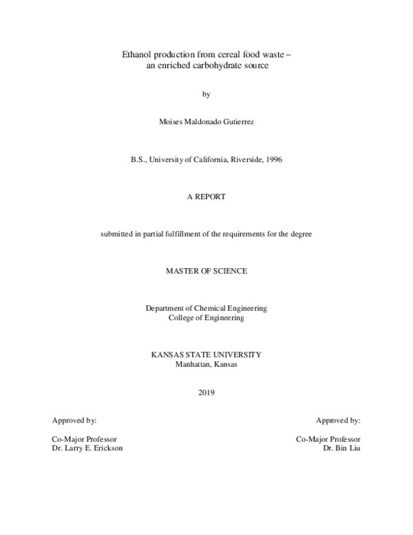 (PDF) Ethanol production from cereal food waste: an enriched ...