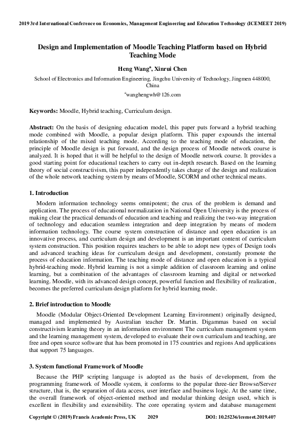 (PDF) Design and Implementation of Moodle Teaching Platform based on ...