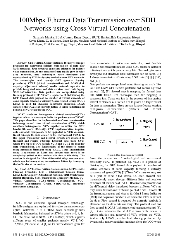 (PDF) 100Mbps Ethernet data transmission over SDH networks using Cross ...