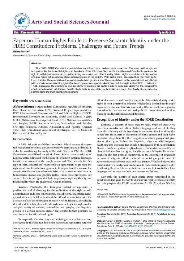 (PDF) Paper on: Human Rights Entitle to Preserve Separate Identity ...