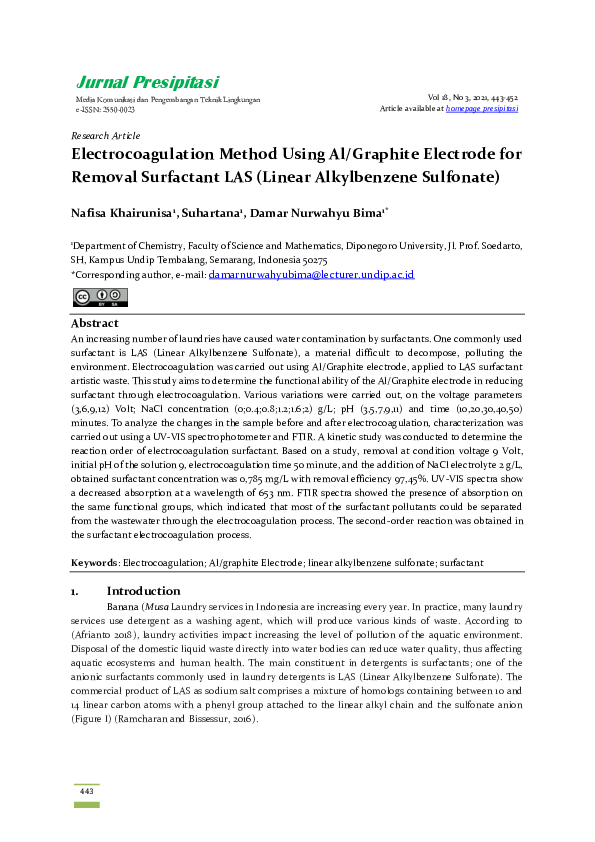 (PDF) Electrocoagulation Method Using Al/Graphite Electrode for Removal ...