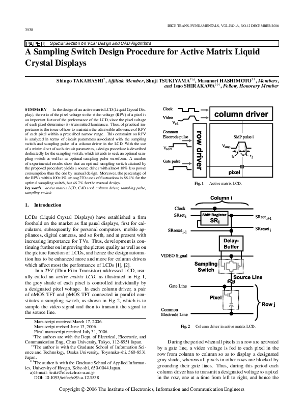 (PDF) A Sampling Switch Design Procedure for Active Matrix Liquid ...