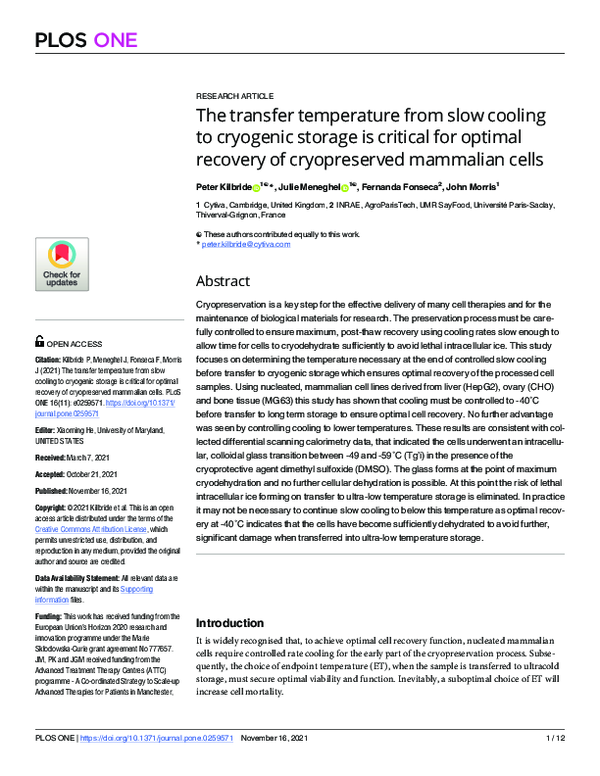 (PDF) The transfer temperature from slow cooling to cryogenic storage ...