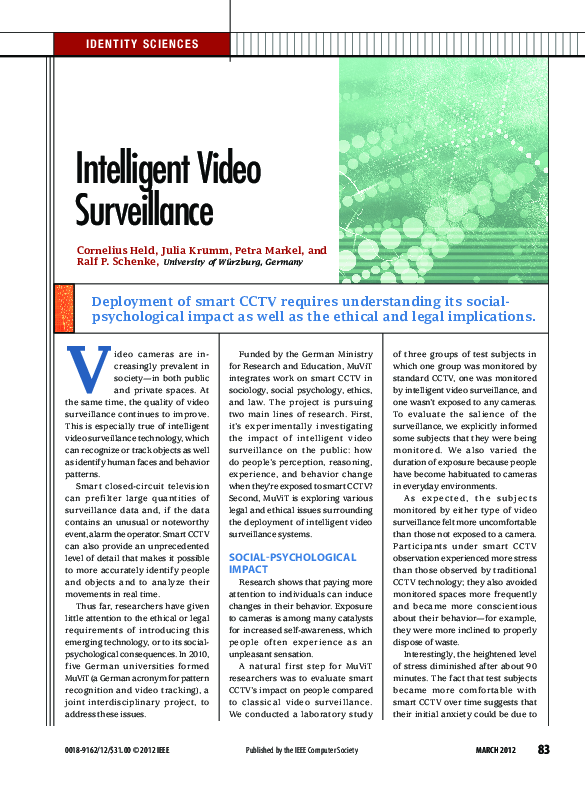(PDF) Intelligent Video Surveillance