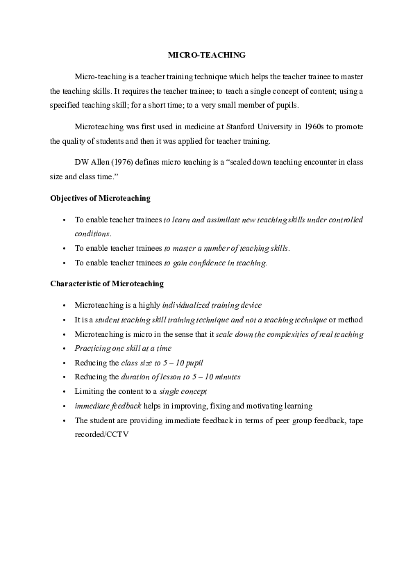 (PDF) MICRO TEACHING