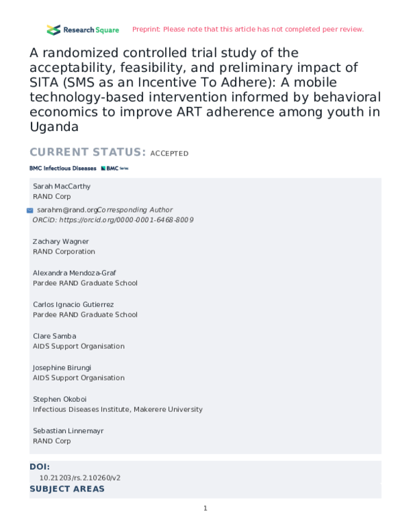 (PDF) A randomized controlled trial study of the acceptability, feasibility, and preliminary ...