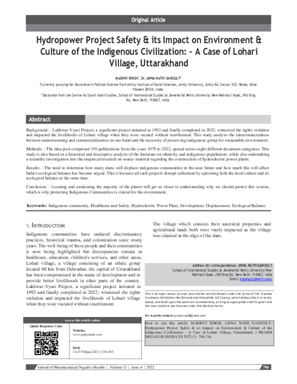 (PDF) Hydropower Project Safety & its Impact on Environment & Culture ...